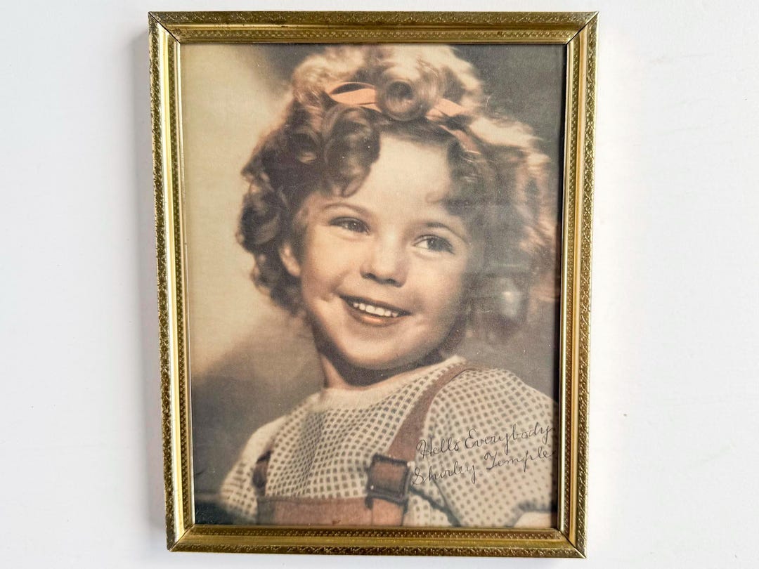 Vintage Framed Shirley Temple Photo: Signed Hello Everybody - Gold ...