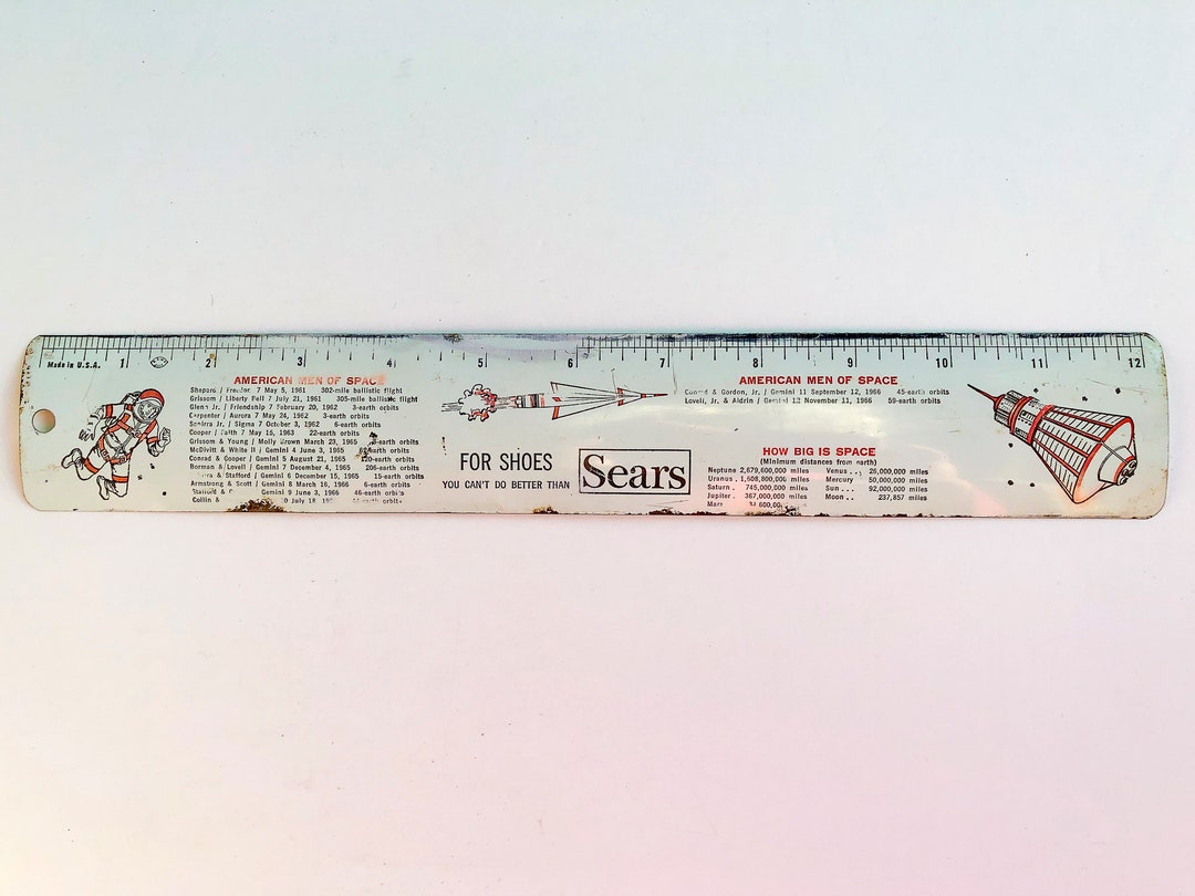 Vintage Metal 12 Ruler 1960s Sears space Ruler Made in USA - Etsy