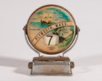 Vintage Flip Perpetual Calendar Working Desk Accessory With Scenes From ...