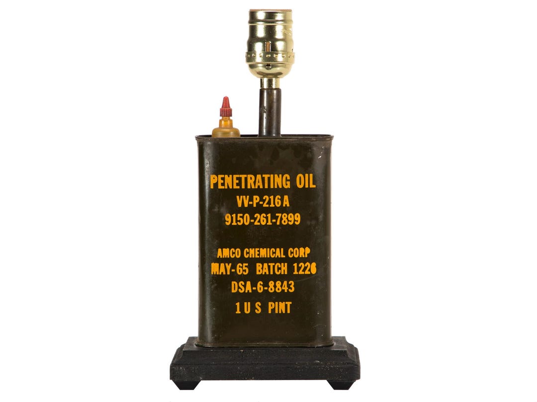 Vintage Upcycled Oil Tin Lamp Base: Professionally Wired Accent Light ...