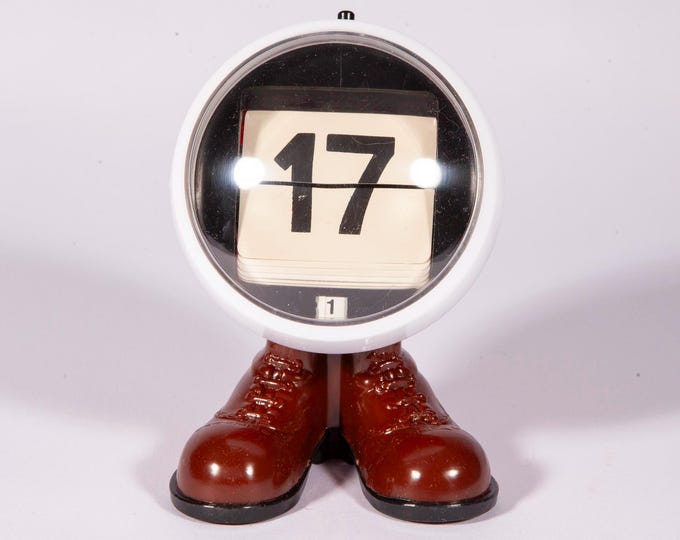 Vintage Kitsch Perpetual Calendar - Midcentury Happy Feet Plastic Orb ...