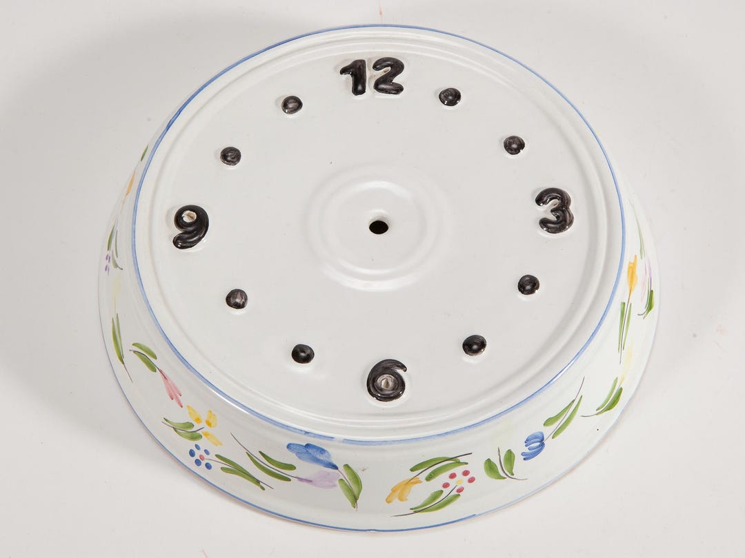 Vintage Portuguese Ceramic Clock Face -- Hand Crafted Floral Hanging ...