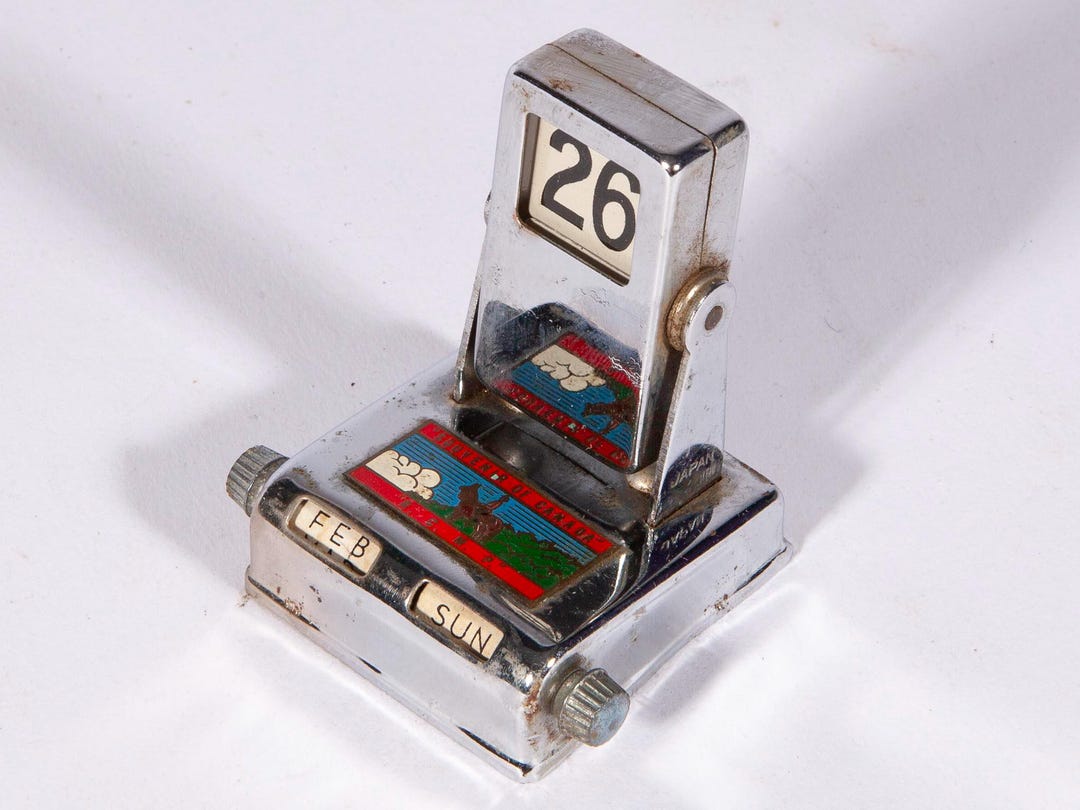 Vintage Perpetual Flip Small Desk Calendar - Enamel "rcmp Souvenir of ...