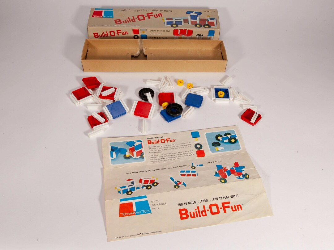 Vintage Build-o-fun Block Set in Original Box 1965 Tupperware Made in ...