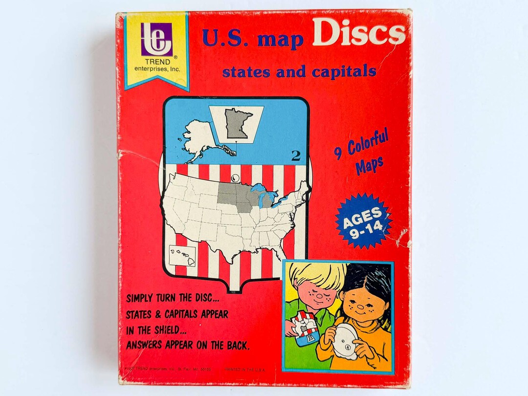 Vintage US States Map Flash Cards: 1977 Trend Enterprises, Complete ...