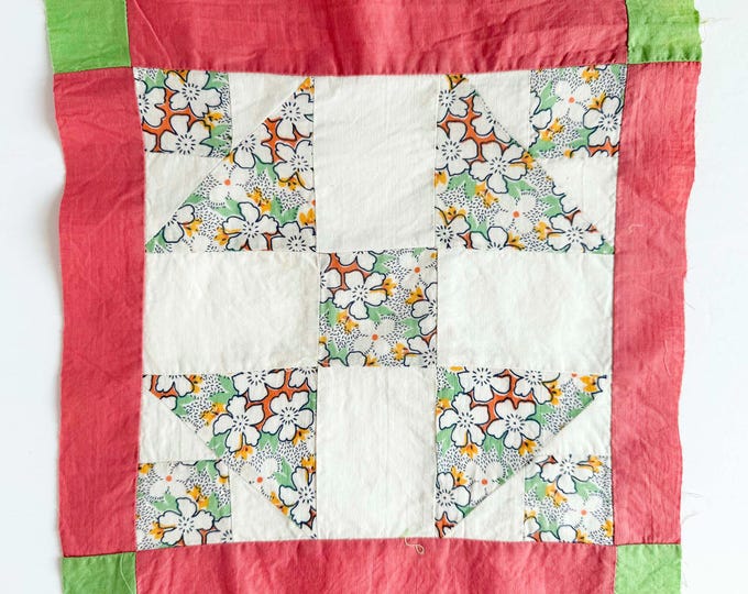 Vintage Nine Patch Variation Quilt Block - Calico, Muslin and Cotton - Etsy