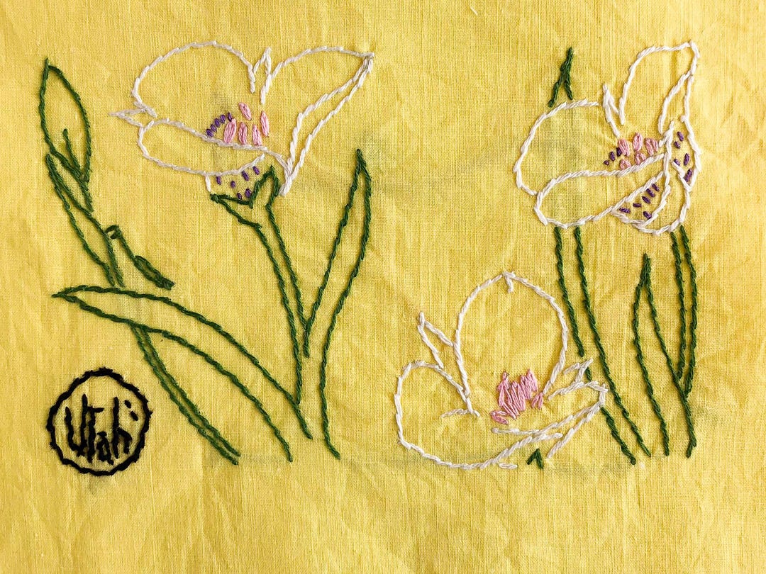 Vintage Utah State Quilt Block: Hand-stitched Sega Lily Flower - Etsy
