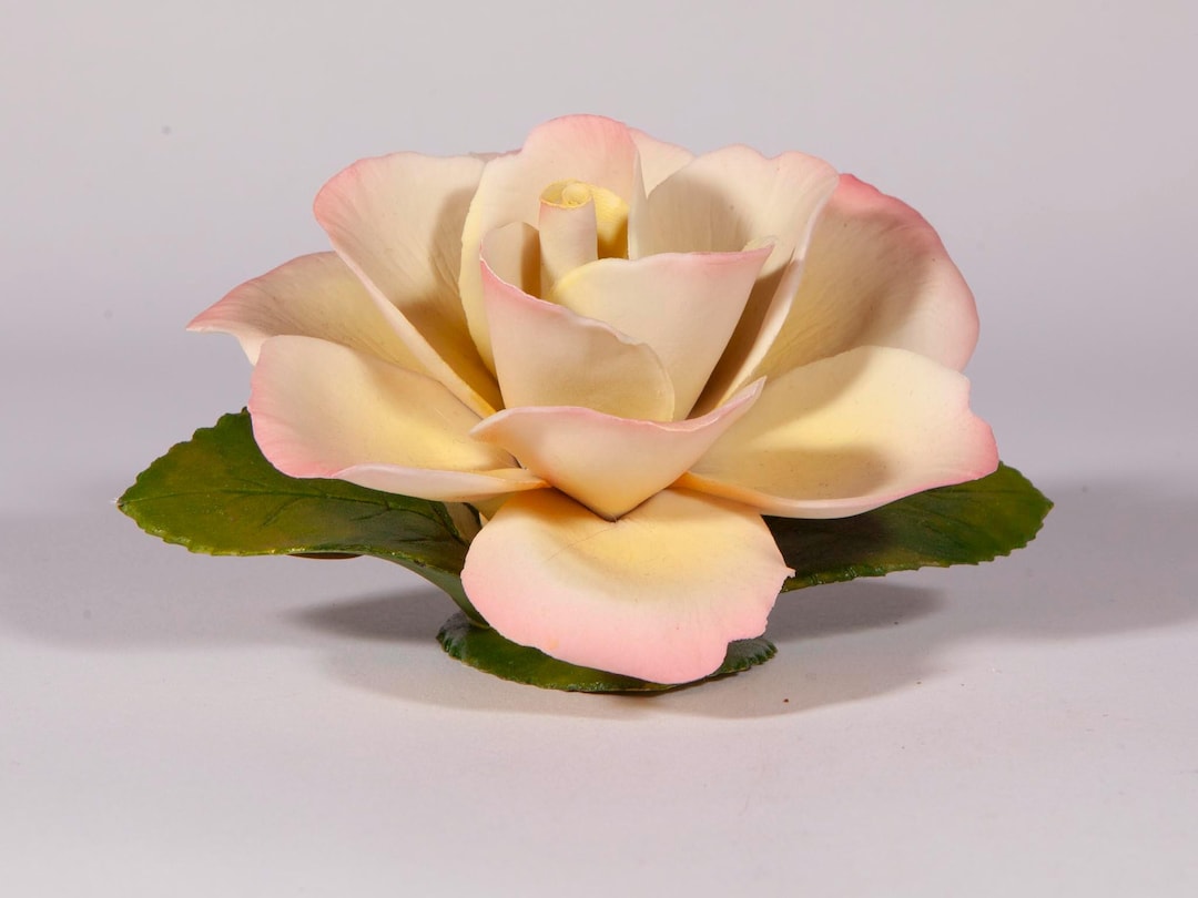 Vintage Porcelain Rose Flower Pink Tinged Bisque Ceramic With Pale ...