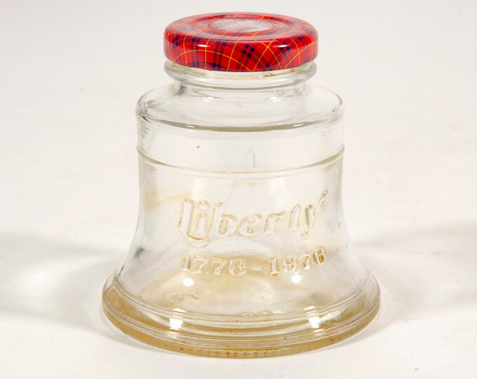 Vintage Glass Liberty Bell Jar With Metal Plaid Lid - Bicentennial ...