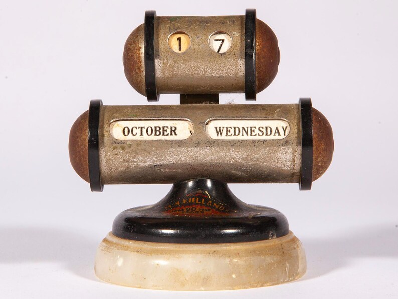 Antique RARE Unusual Perpetual Calendar Two Tier Revolving Numbers on ...