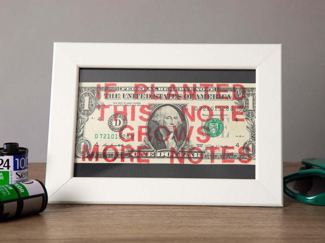 Framed Money Art Dollar Artwork in White Frame if Planted This Note ...