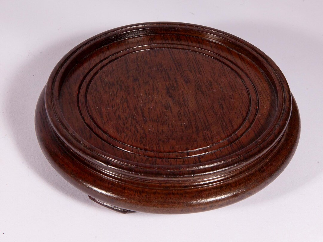 Vintage Large Wood-like Lamp Base - Round Footed Lamp Base - Sculpture ...