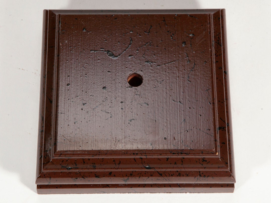 Vintage Square Wood Lamp Base Predrilled Brown Painted With Mottled ...