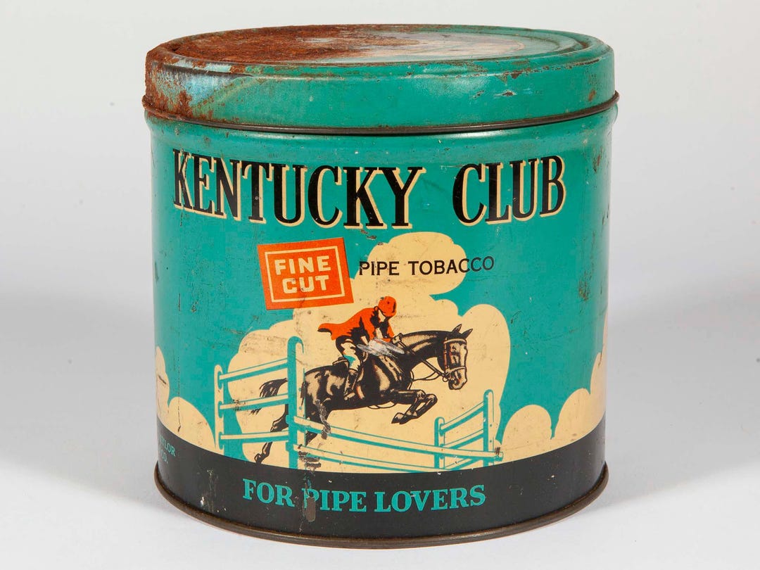 Vintage Kentucky Club Pipe Tobacco Tin - Blue Tin With Rusted Lid - Etsy