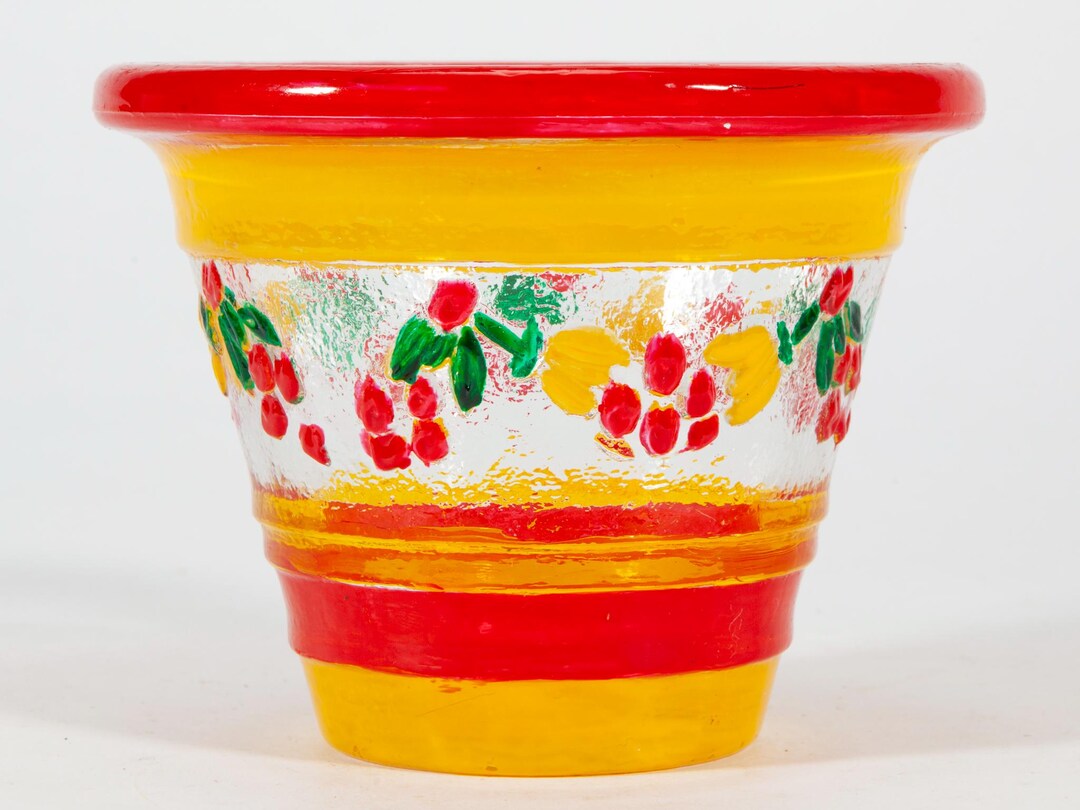 Vintage Carnival Goofus Glass Bowl: Hand-painted Folk Art Dish - Etsy