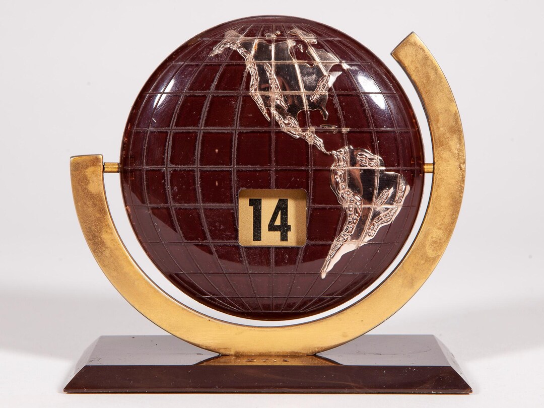 Vintage Perpetual Calendar Fabulous Working Midcentury World Map With ...