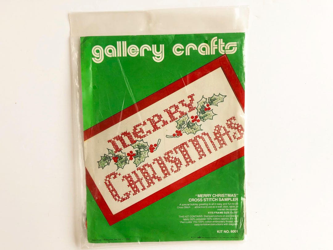Vintage Merry Christmas Sampler Kit - 1978 Gallery Crafts Unopened Xmas ...