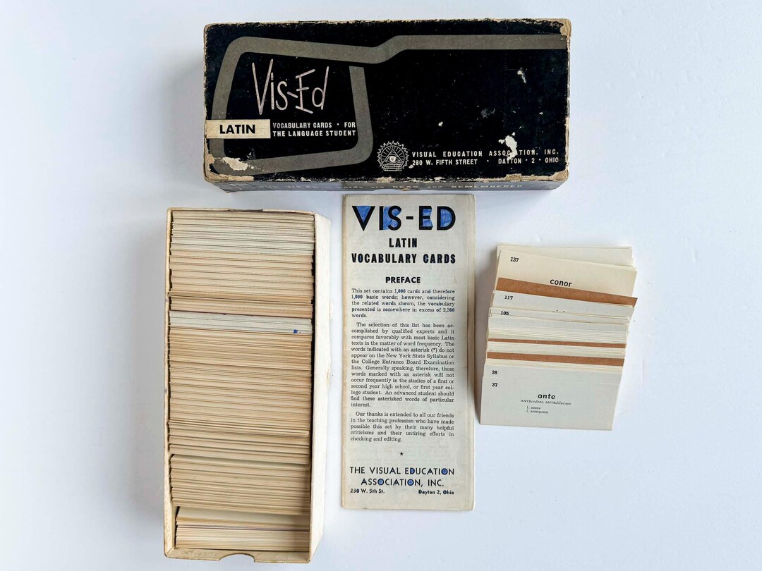 Vintage Flash Cards in Original Box - 1000 Latin Vocabulary Cards ...