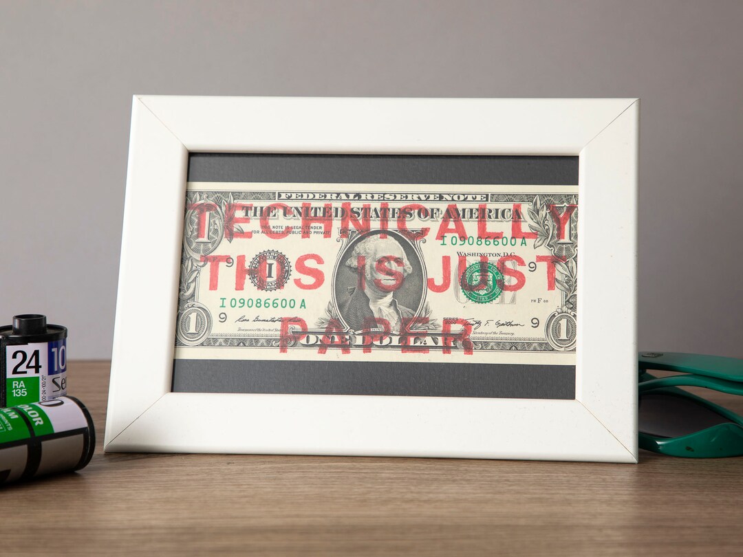 Framed Money Art Dollar Artwork in White Frame technically This is Just ...