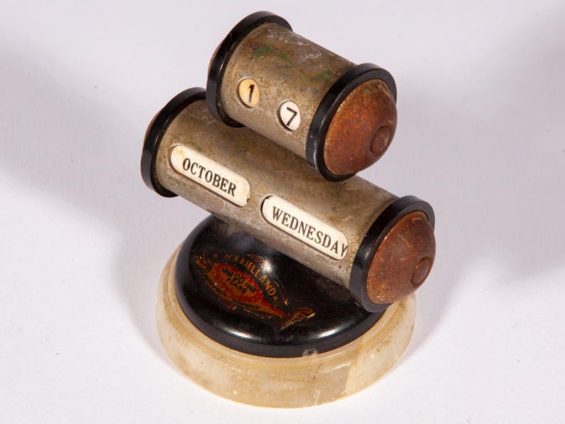 Antique RARE Unusual Perpetual Calendar Two Tier Revolving Numbers on ...