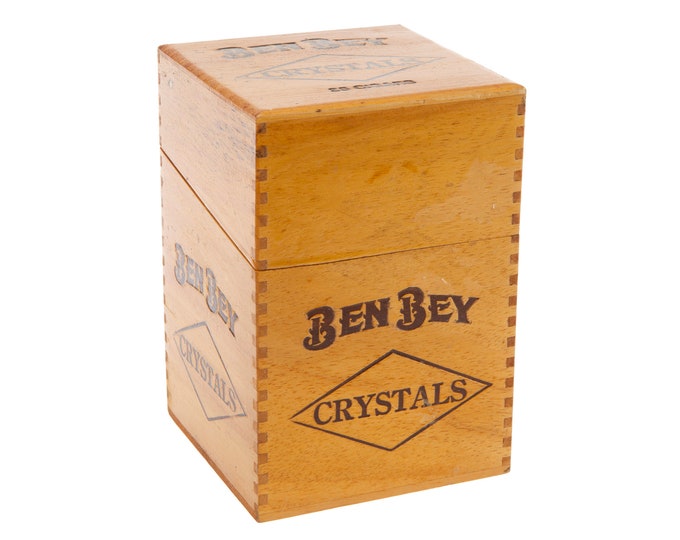 Vintage Wood Cigar Box Ben Bey Crystals Container Hinged Flip Top ...