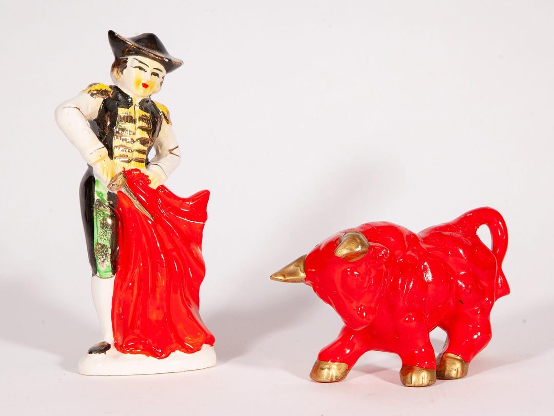 Fabulous Vintage Ceramic Matador and Bull Set Kitsch Retro Decor - Etsy