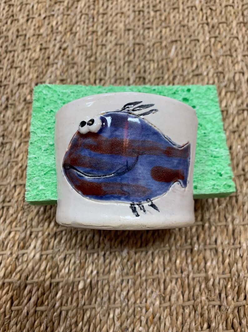 Ocean Fired Studio Funky Fish Sponge Holder. 3W, 2.5H - Etsy
