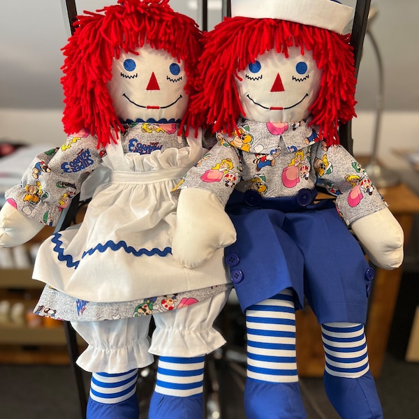 Sponge Bob Theme 25 Inch Raggedy Ann and Andy Dolls - Etsy