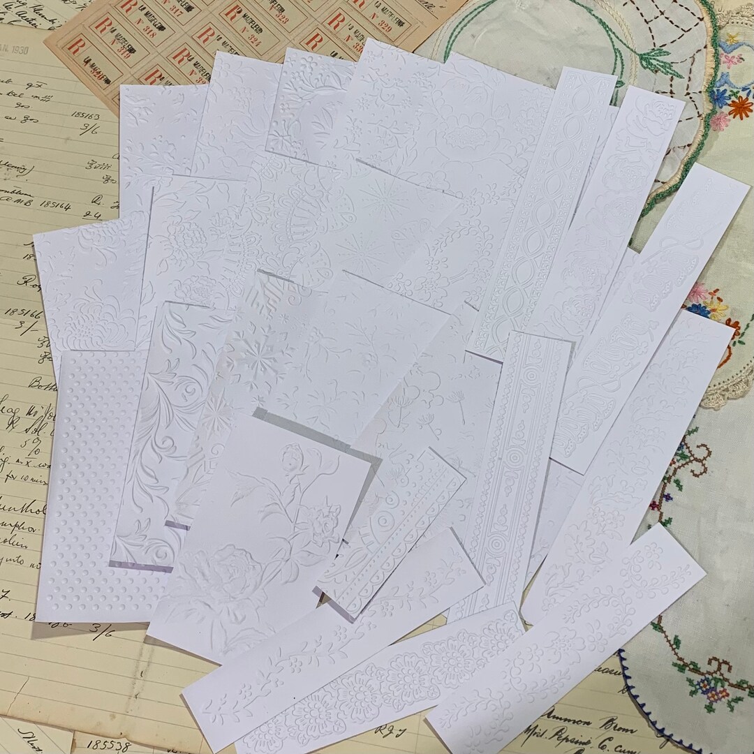 Beautiful EMBOSSED WHITE Card - 25 X Sheets & Boarders in Different ...