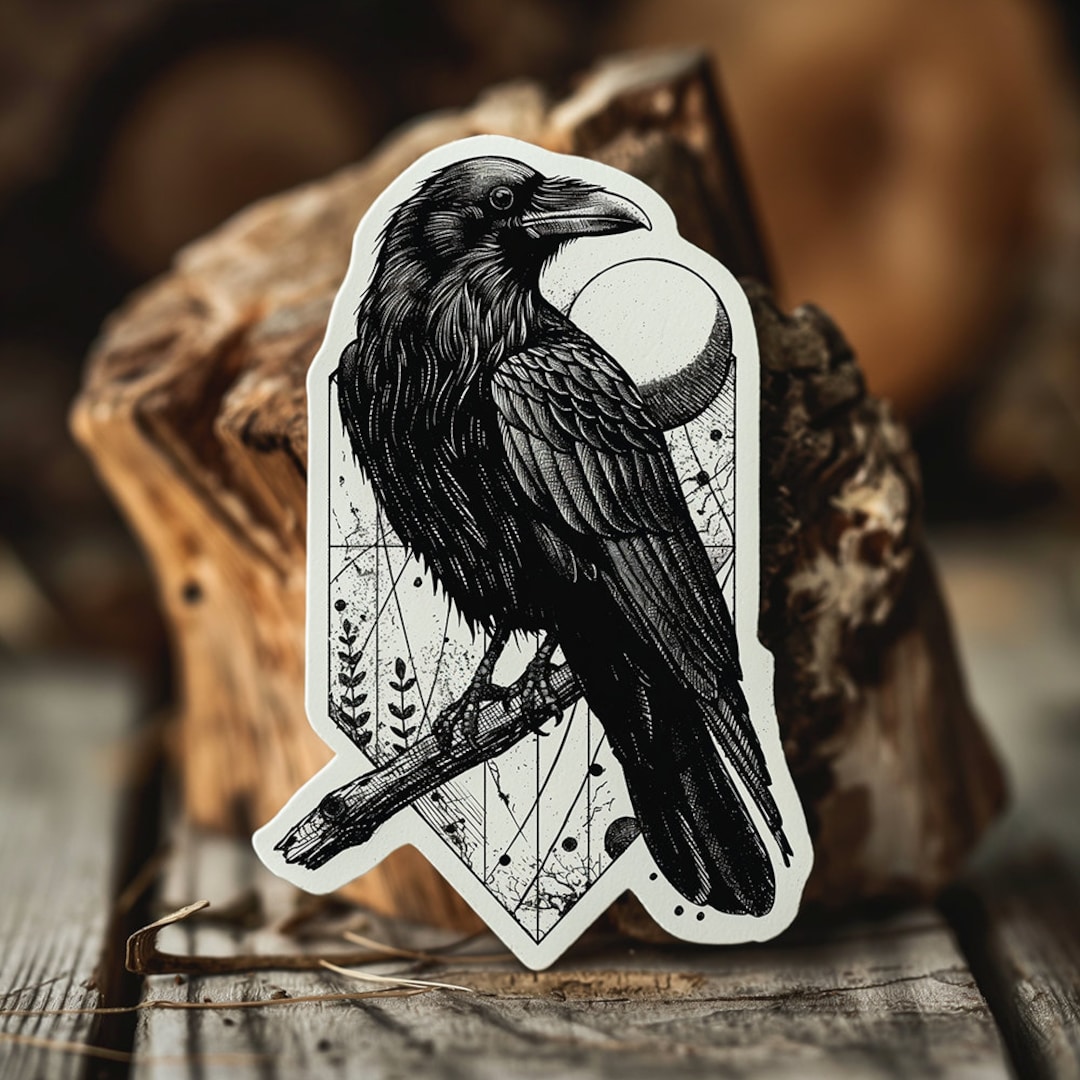 Raven Sticker Crow Sticker Tattoo Style Sticker Vinyl Stickers Tumbler ...
