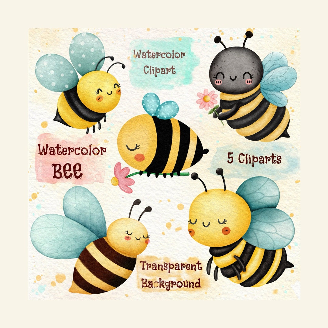 Watercolor Bee Illustration nature-inspired Clipart , PNG File , Daisy ...