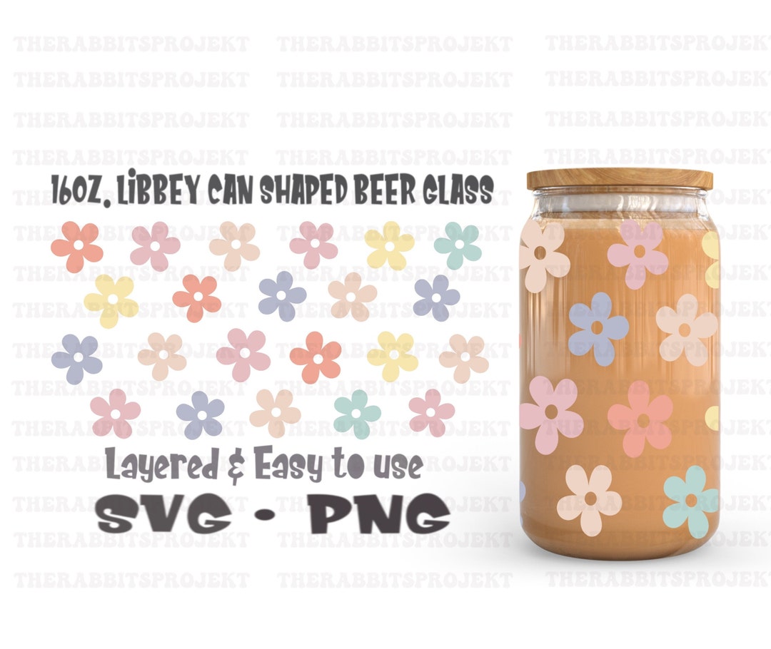 Retro Daisy Flower Libbey 16oz Can Glass Svg Digital Download Etsy
