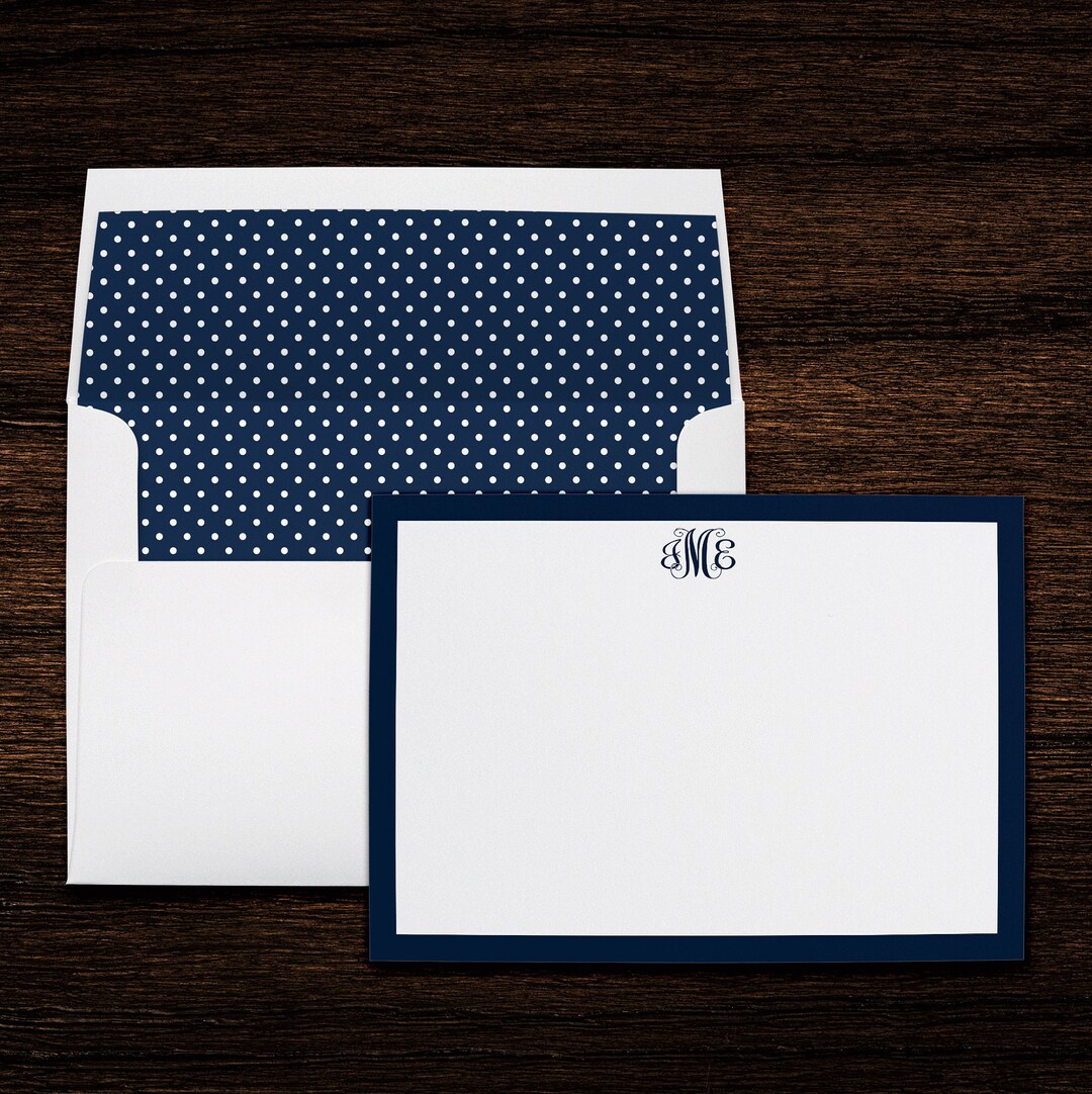 Personalized Stationery: Blue Polka Dot Notecards With Lined Envelopes ...