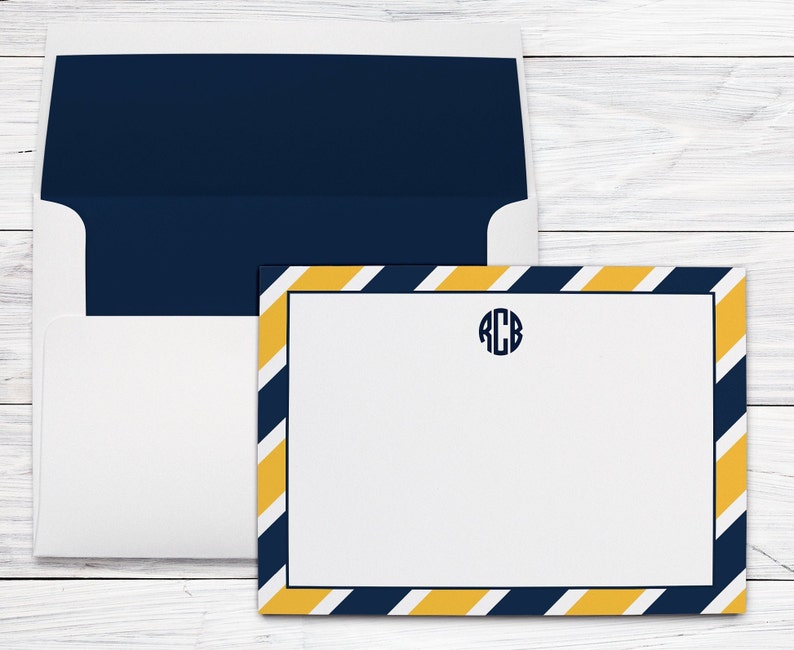 Blue & Gold Men or Teen Boy Personalized Stationery Note Cards - Etsy