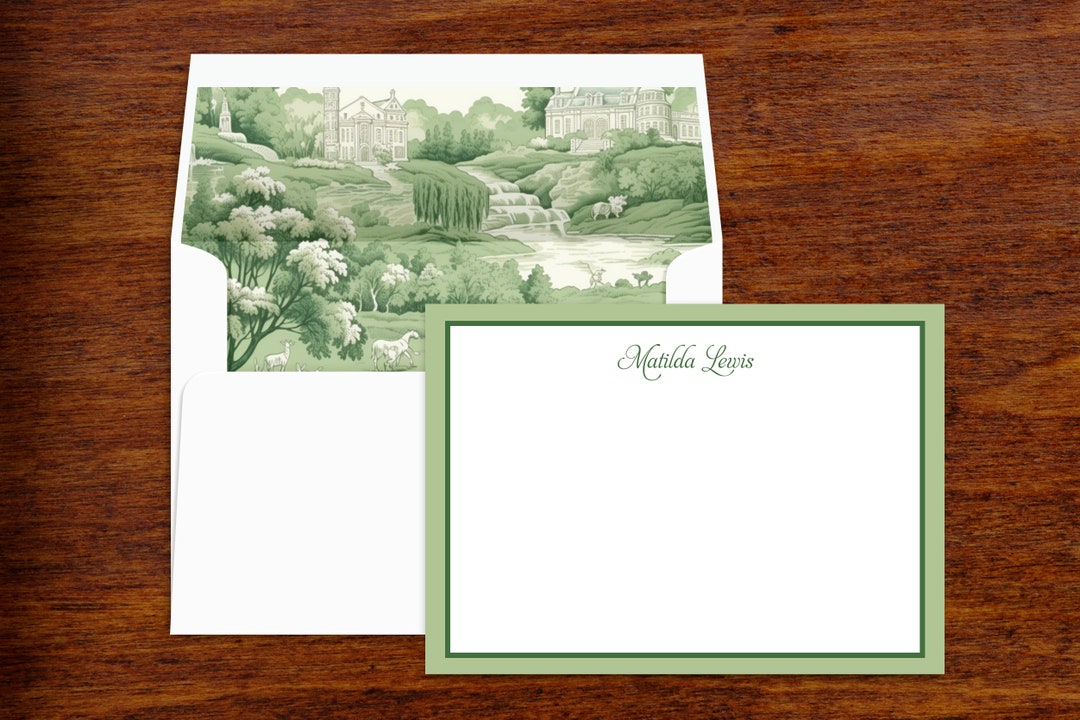French Toile Custom Stationery | Personalized Note Cards | Thank You ...