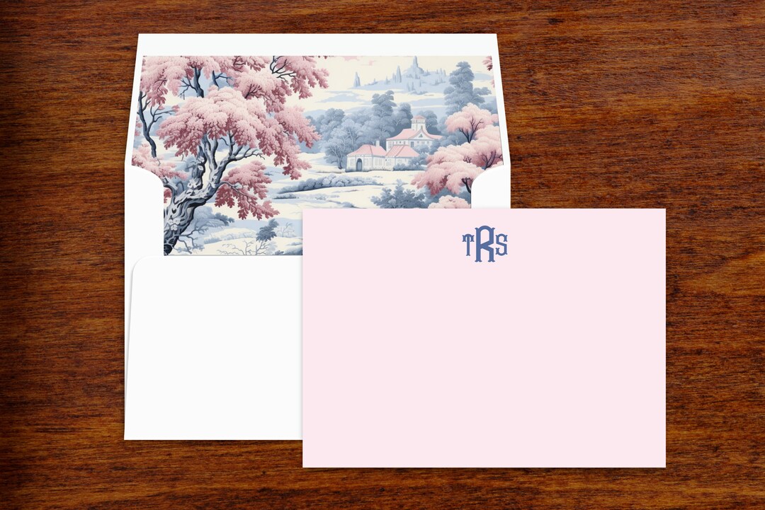 French Toile Custom Stationery | Personalized Note Cards | Thank You ...
