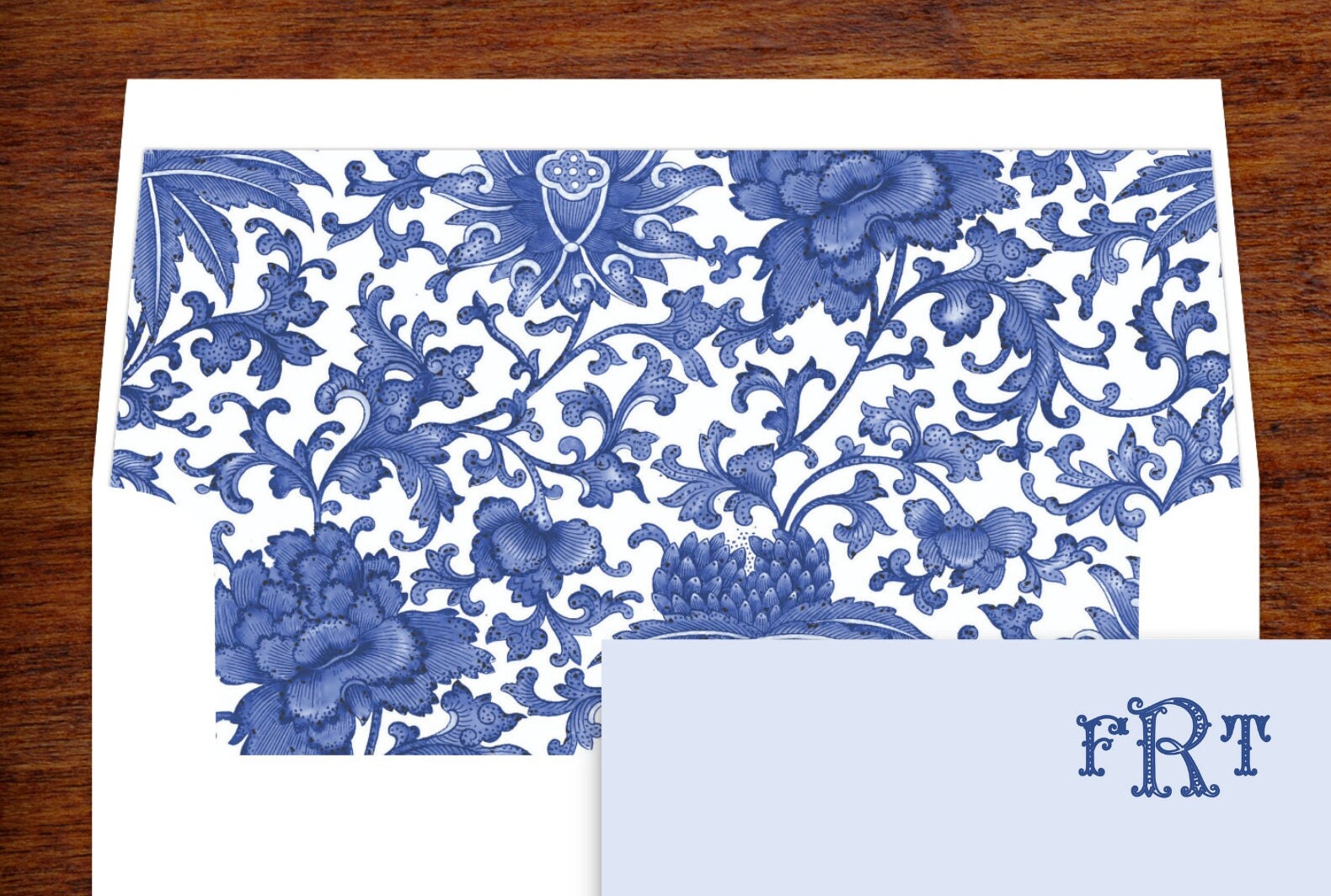 Monogram Blue Willow Stationery Note Card Set With Matching | Etsy