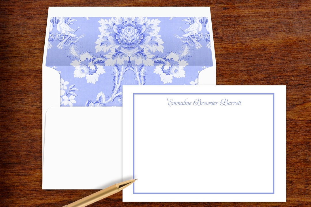 Personalized Note Card Stationery Set | Lined Envelopes in Floral ...