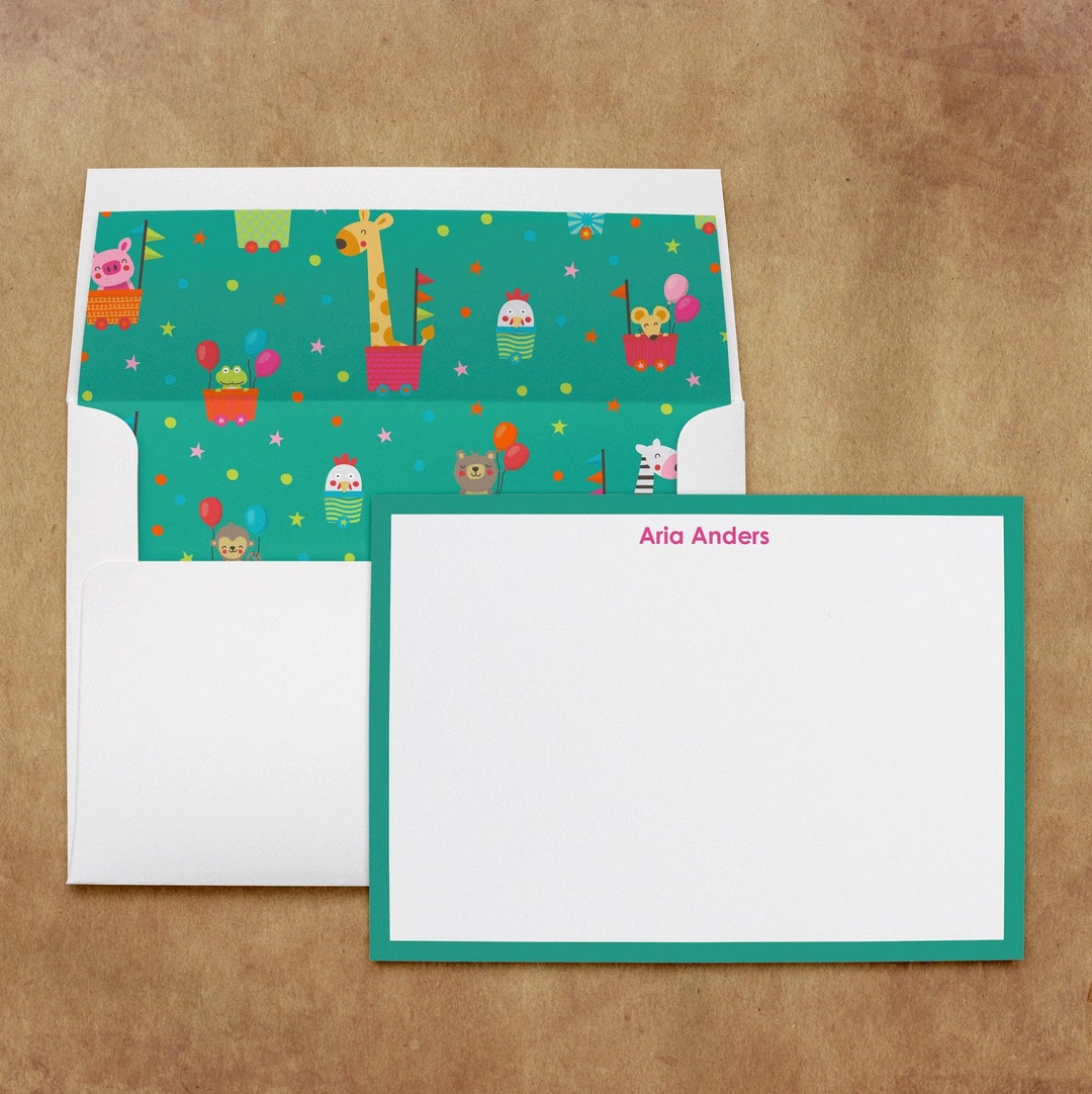 Kids Circus Train Theme Personalized Monogram Stationery Note Cards ...