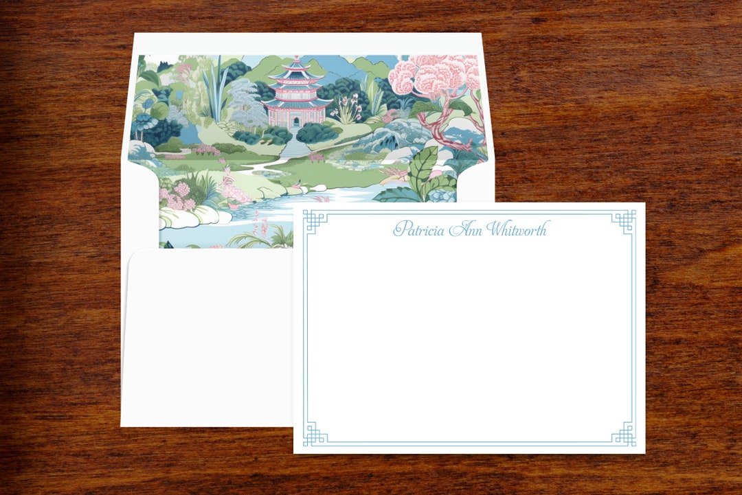 Personalized Custom Stationery Note Cards With Lined Envelopes | Set of ...