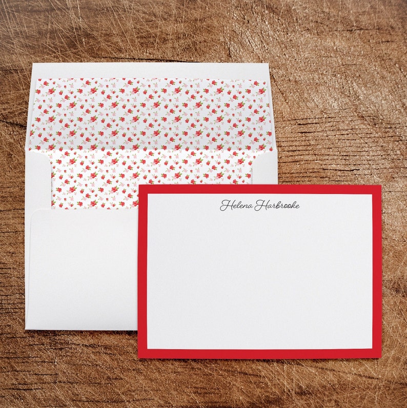 Personalized Stationery Note Cards With Lined Envelopes Red - Etsy