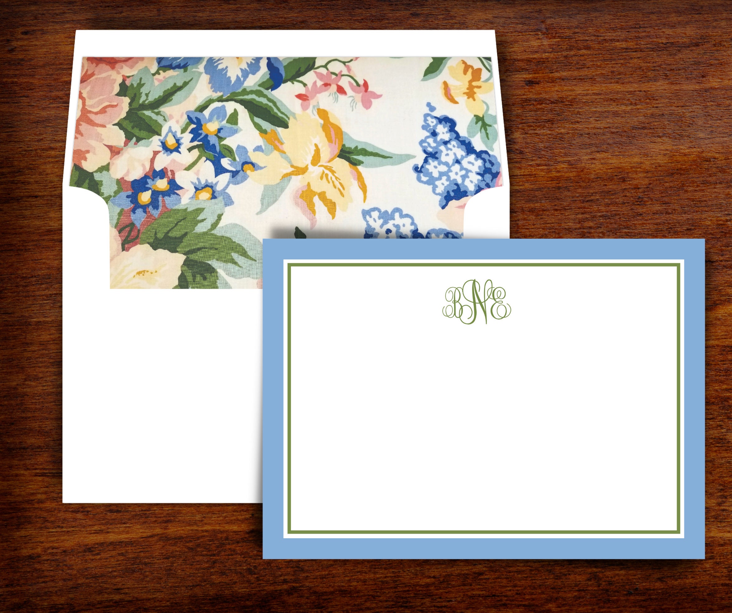 Custom Monogram Thank You Notes With Lined Envelopes | Personalized ...
