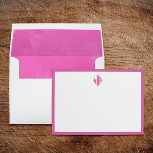 Pink Paint Texture Look Monogram Personalized Stationery Note Cards ...