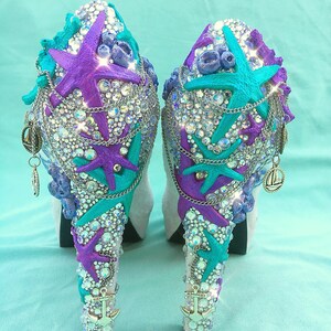Crystal Starfish Mermaid Heels, Custom Heels, Glitter Heels, Mermaid ...