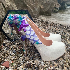Crystal Starfish Mermaid Heels, Custom Heels, Glitter Heels, Mermaid ...