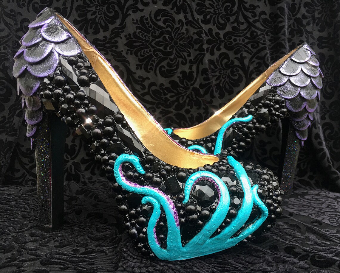 Octopus Crystal Mermaid Heels/ Crystal Heels/ Custom Heels - Etsy