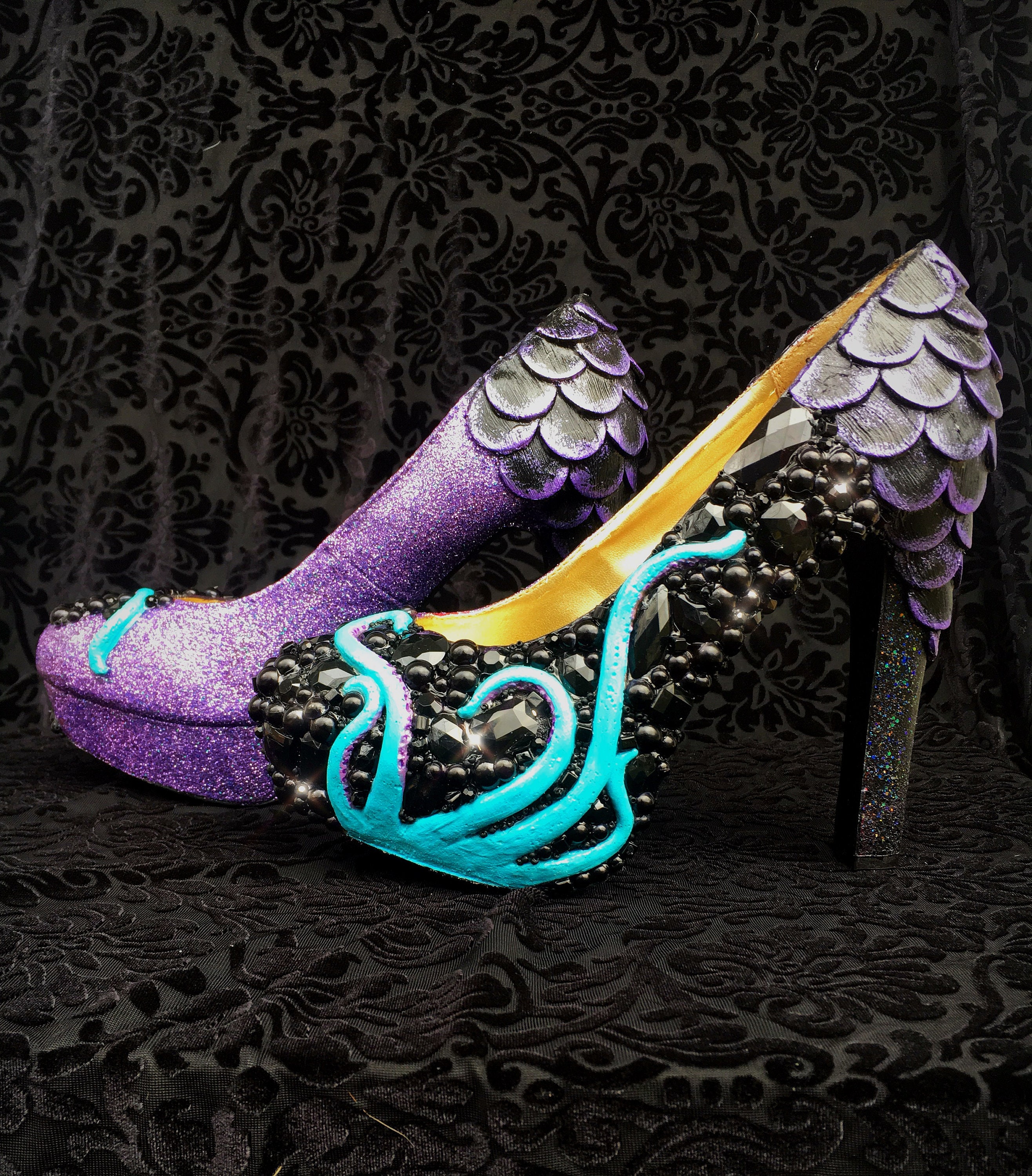 Octopus Crystal Mermaid Heels/ Crystal Heels/ Custom Heels - Etsy