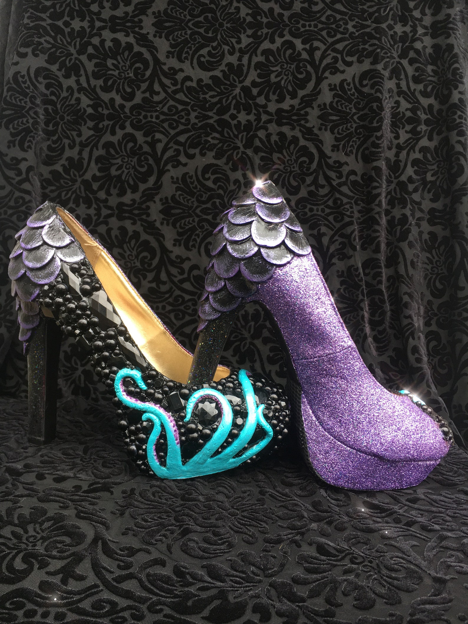 Octopus Crystal Mermaid Heels/ Crystal Heels/ Custom Heels - Etsy