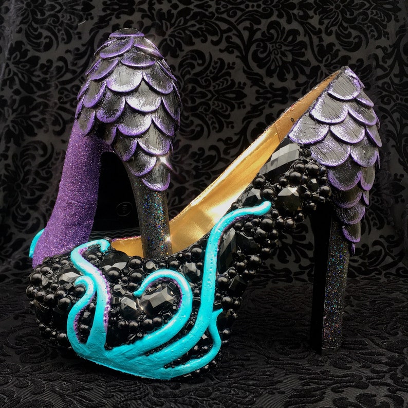 Octopus Crystal Mermaid Heels/ Crystal Heels/ Custom Heels - Etsy