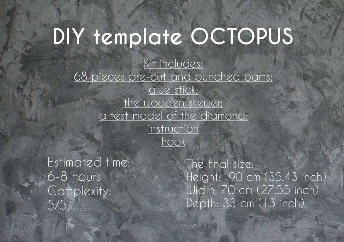 Paper Octopus Octopus Sculpture Paper Octopus Kit DIY Low - Etsy